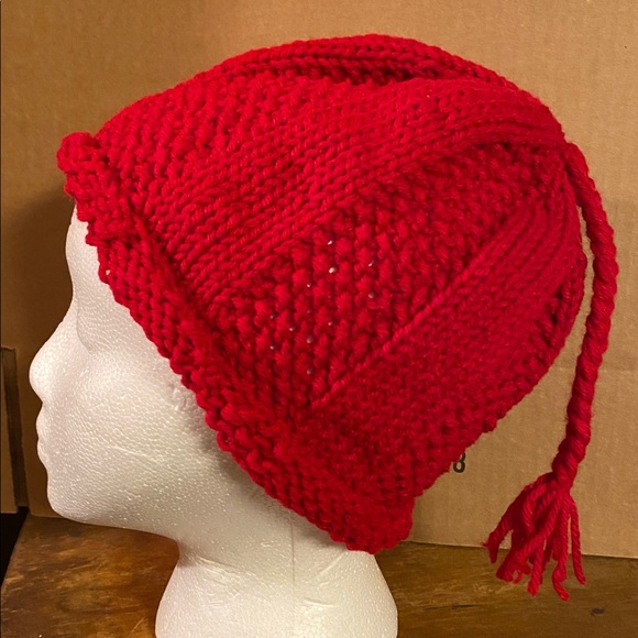 Red Heart yarn | Accessories | Red Hand Knit Resist Hat One Size Fits ...
